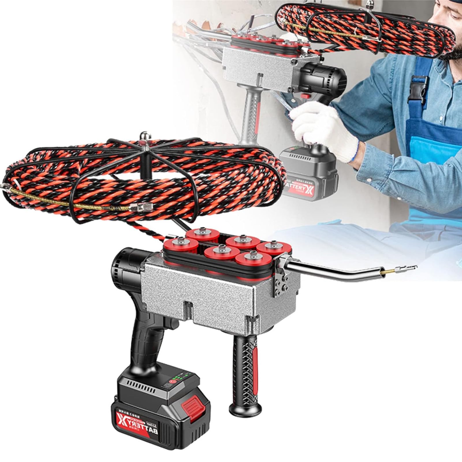 40m Min Cordless Electric Stringing Wire Puller Portable Automatic Wire ...