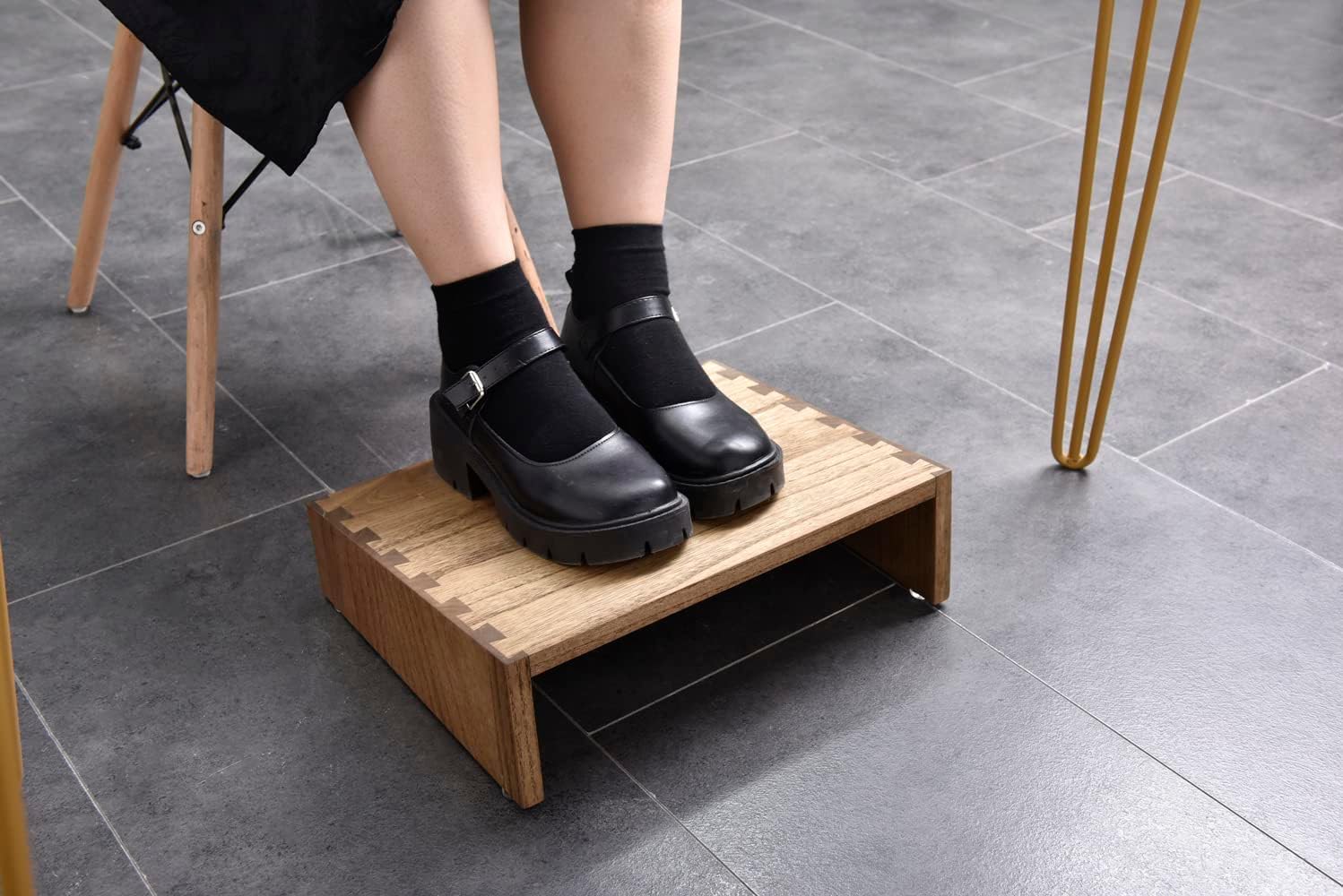 Craftsline Wood Under-Desk Foot Rest-Portable Ergonomic Footrest ...