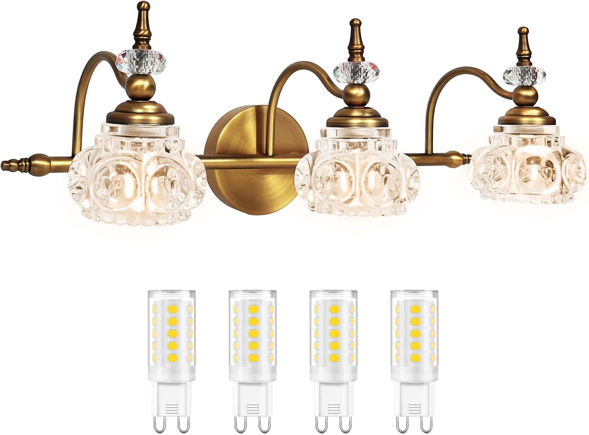 ZILANL Vintage Bathroom Vanity Light Fixture, 3 Lights Bathroom ...