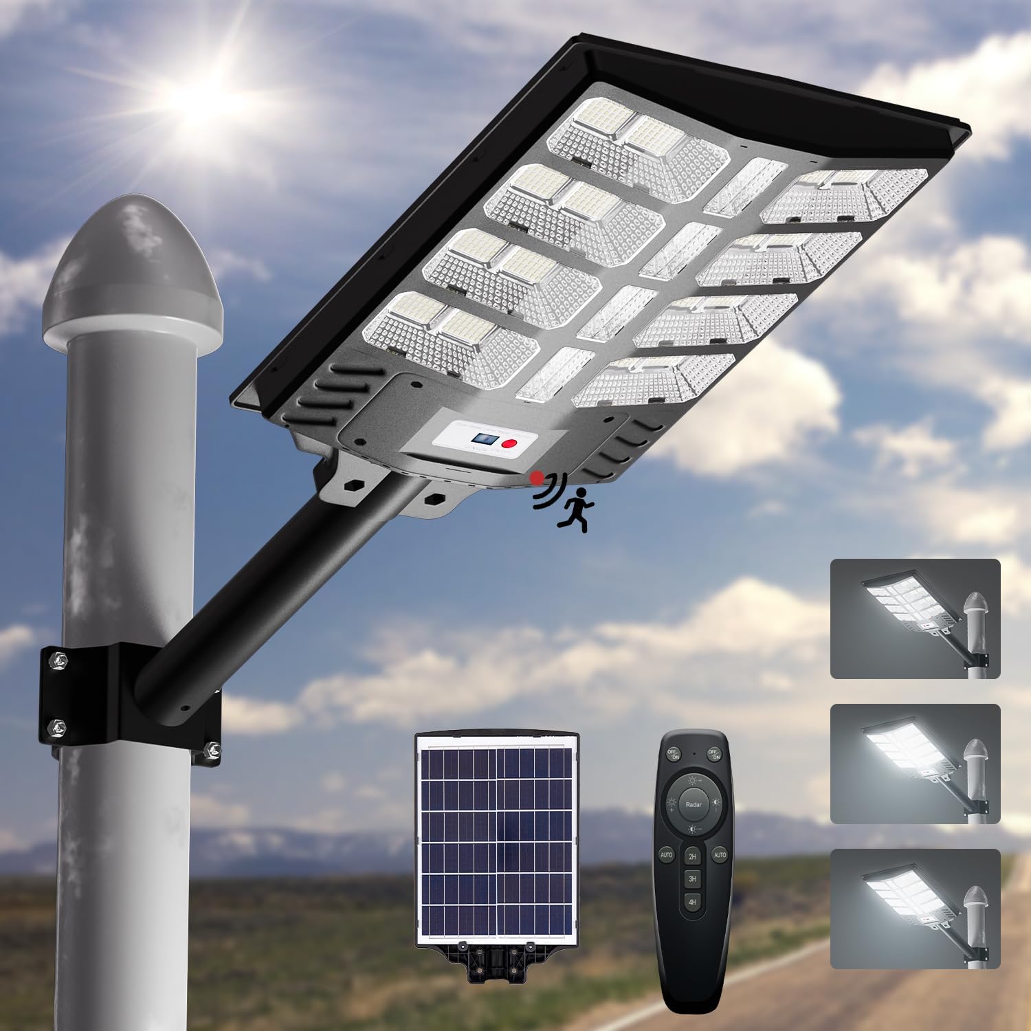 Solar Street Lights Outdoor Dusk to Dawn, Solar Flood Lights 1000W ...