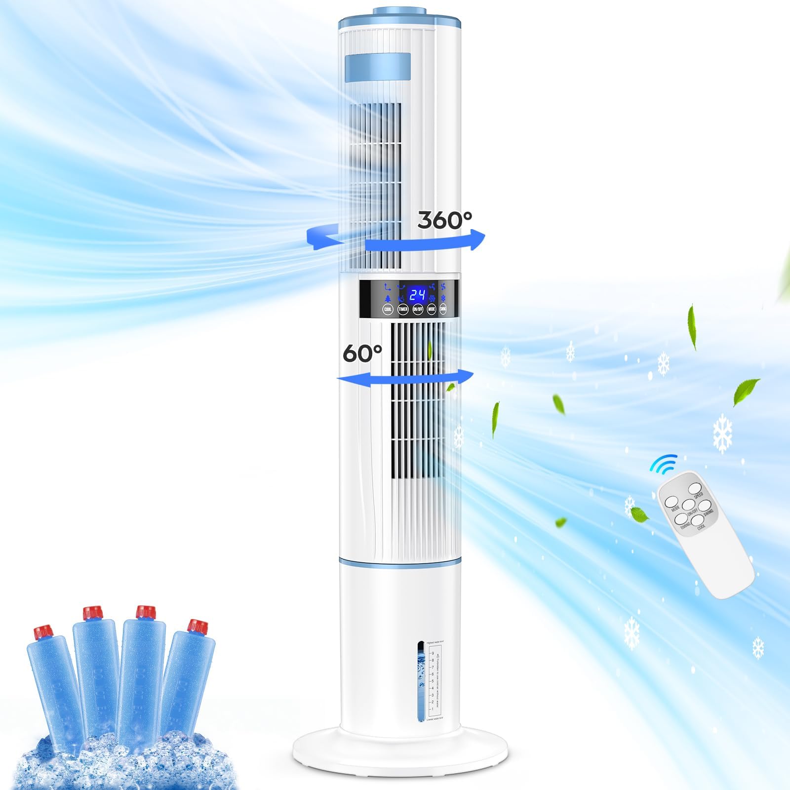 Aptorlty Mobile Air Conditioner, 43.3'' Tower Fan 65W Evaporative Air ...