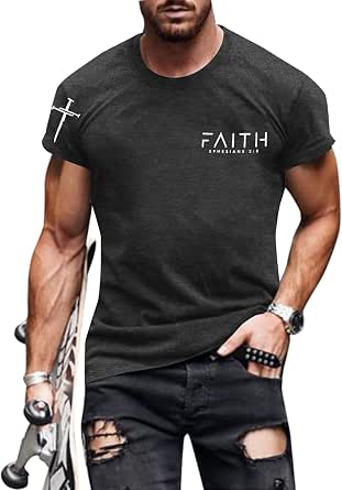 Amazon.com: Christian Shirts for Men:Faith Cross Printed T-Shirts ...