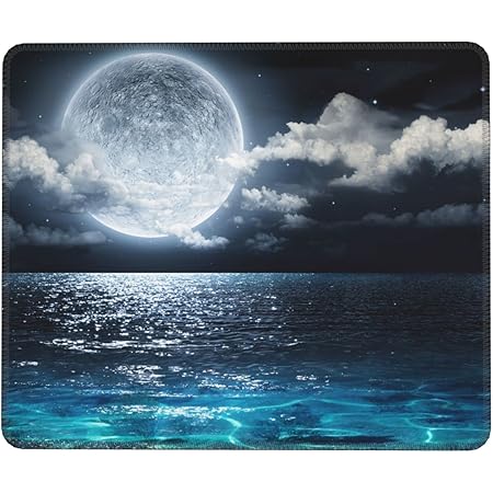 Amazon.com: BZU Moon Ocean Mouse Pad,Small Mouse Pad with Stitched Edge ...