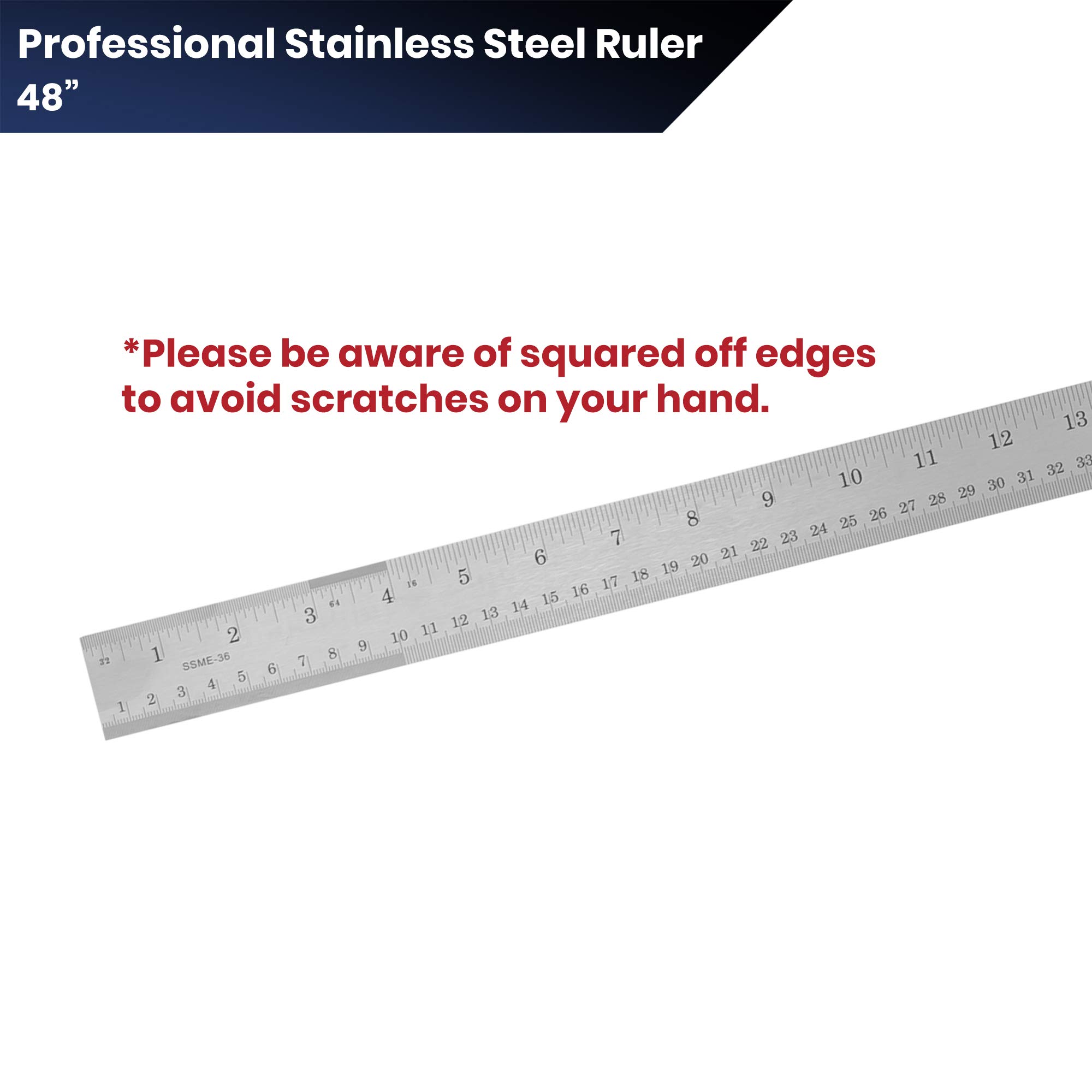 Buy Pacific Arc 48 Inch Stainless Steel Ruler with Inch/Metric ...