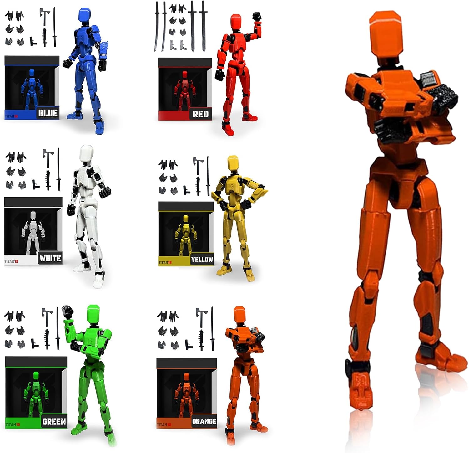 Amazon.com: DOQQULLC 《6pcs》 T13 Action Figure - 3D Printed Articulated ...