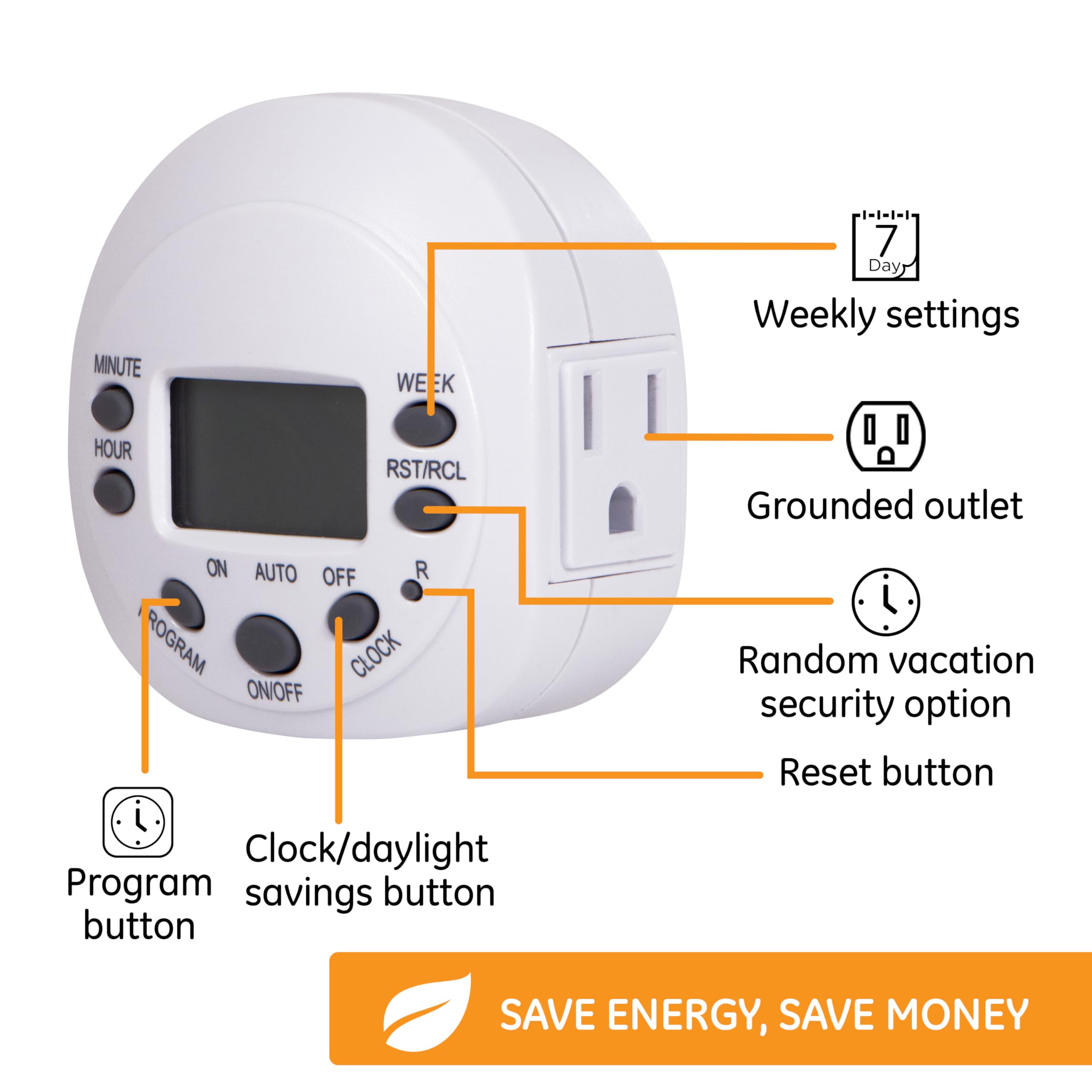 Snapklik.com : 7-Day Programmable Indoor Digital Timer, 1 Grounded ...