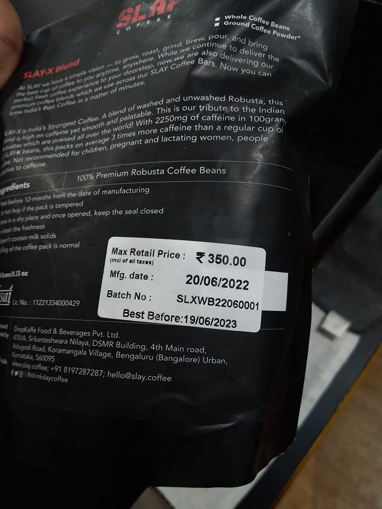 SLAY X Pure 100% Robusta Roasted Coffee Beans | India's Strongest ...