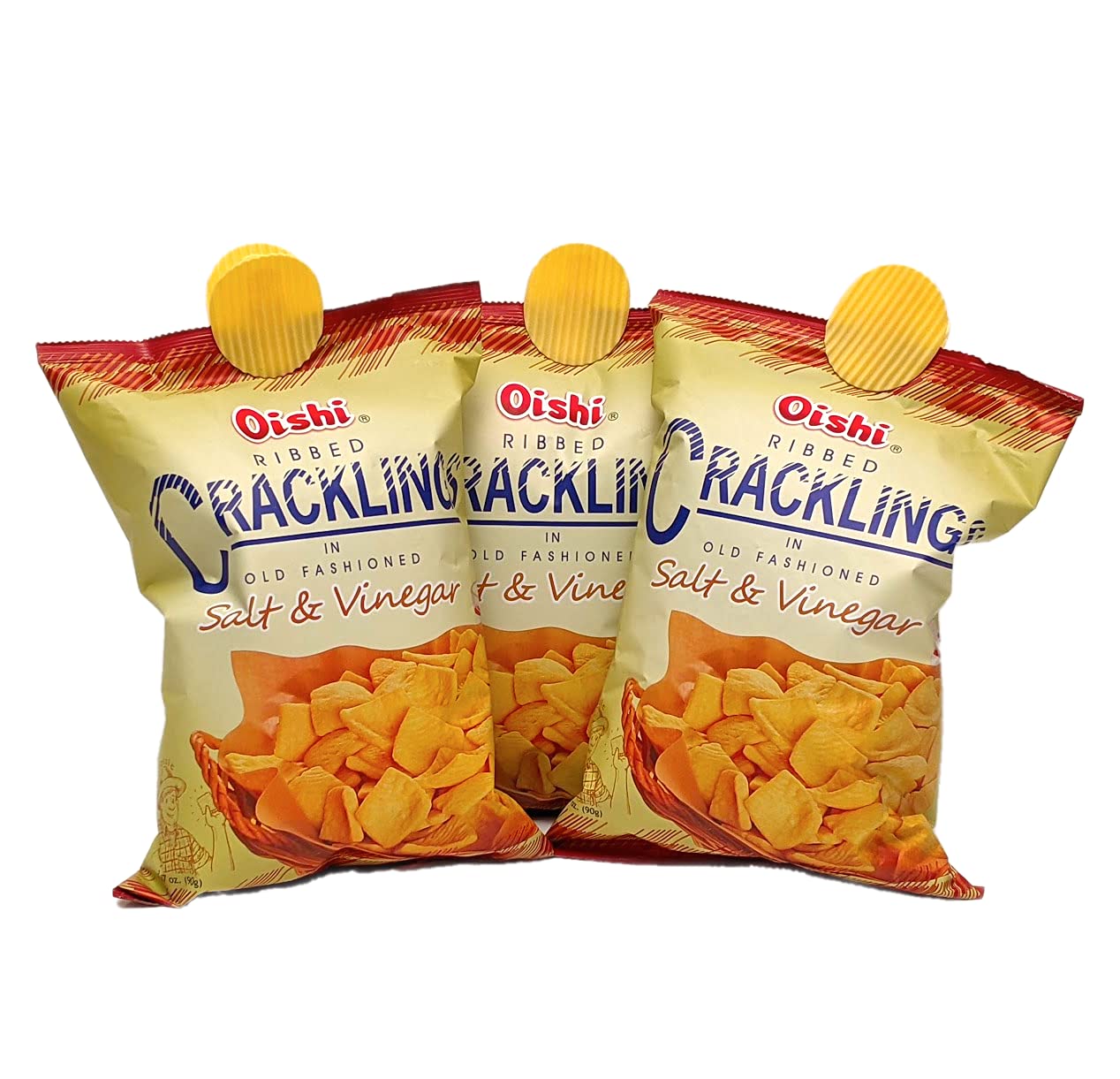 Amazon.com: Oishi Ribbed Cracklings Salt and Vinegar Chips 3.17oz 90g ...