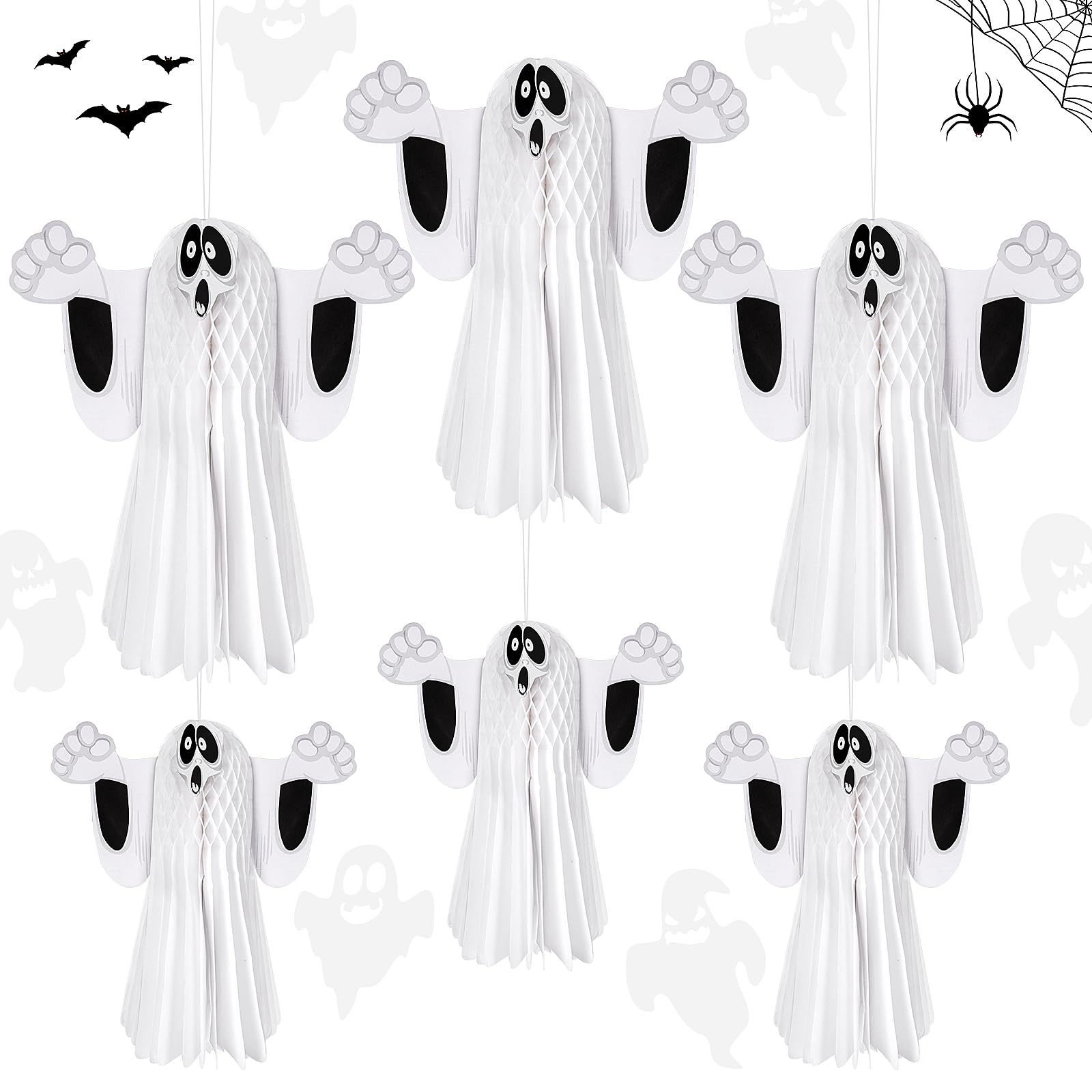 6pcs Halloween Ghost Paper Lanterns Halloween Hanging Ghost 3D Fold up ...