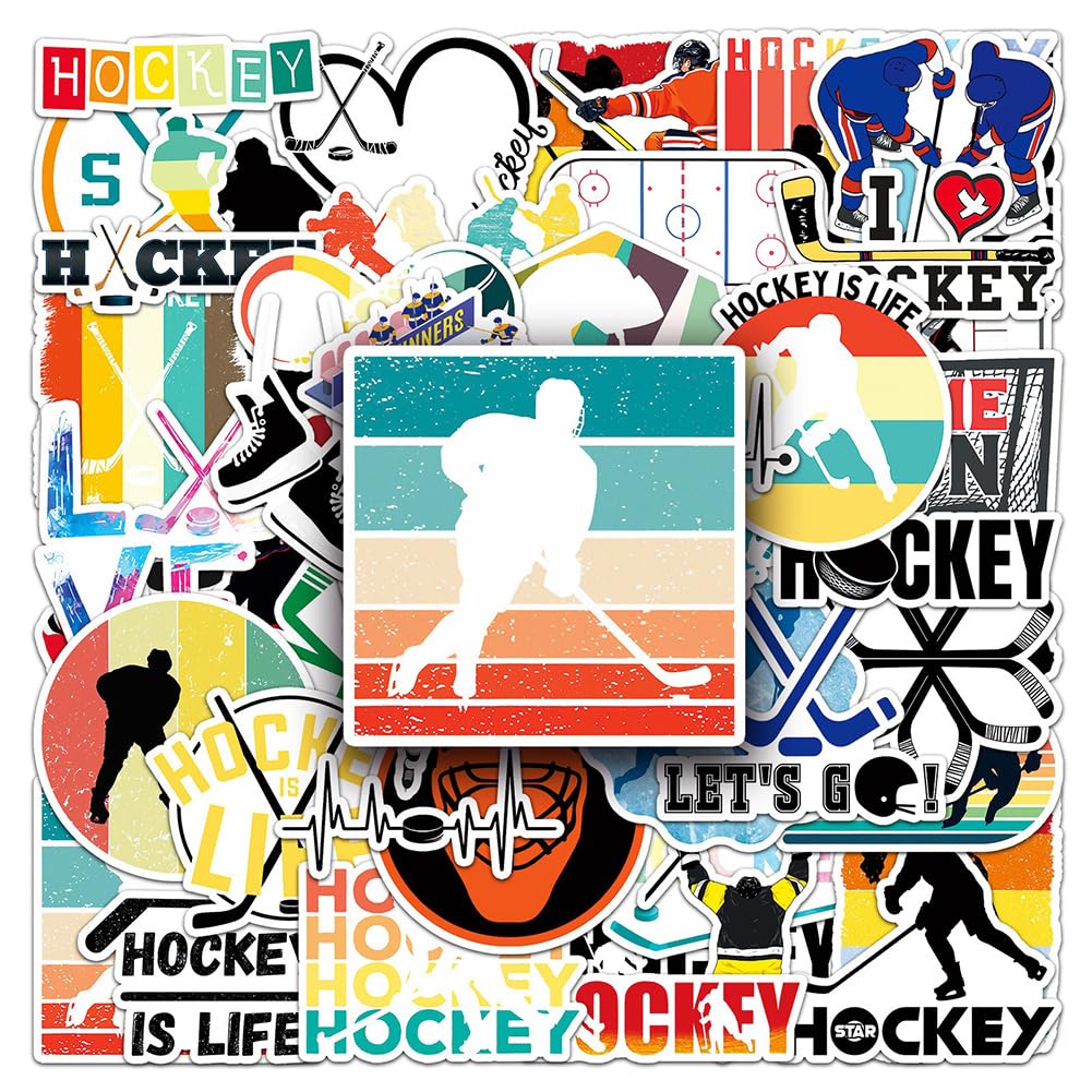 Amazon.com: 50Pcs Ice Hockey Stickers Waterproof Vinyl Decals for Adult ...