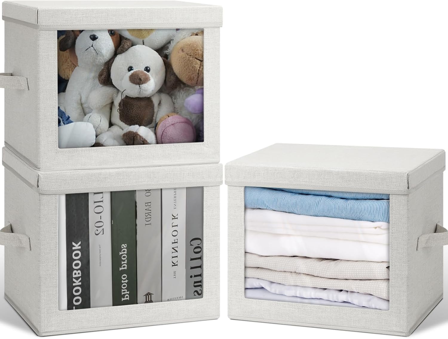 Amazon.com - Bellzacasa Large Collapsible Storage Bins with Lids, 3 ...