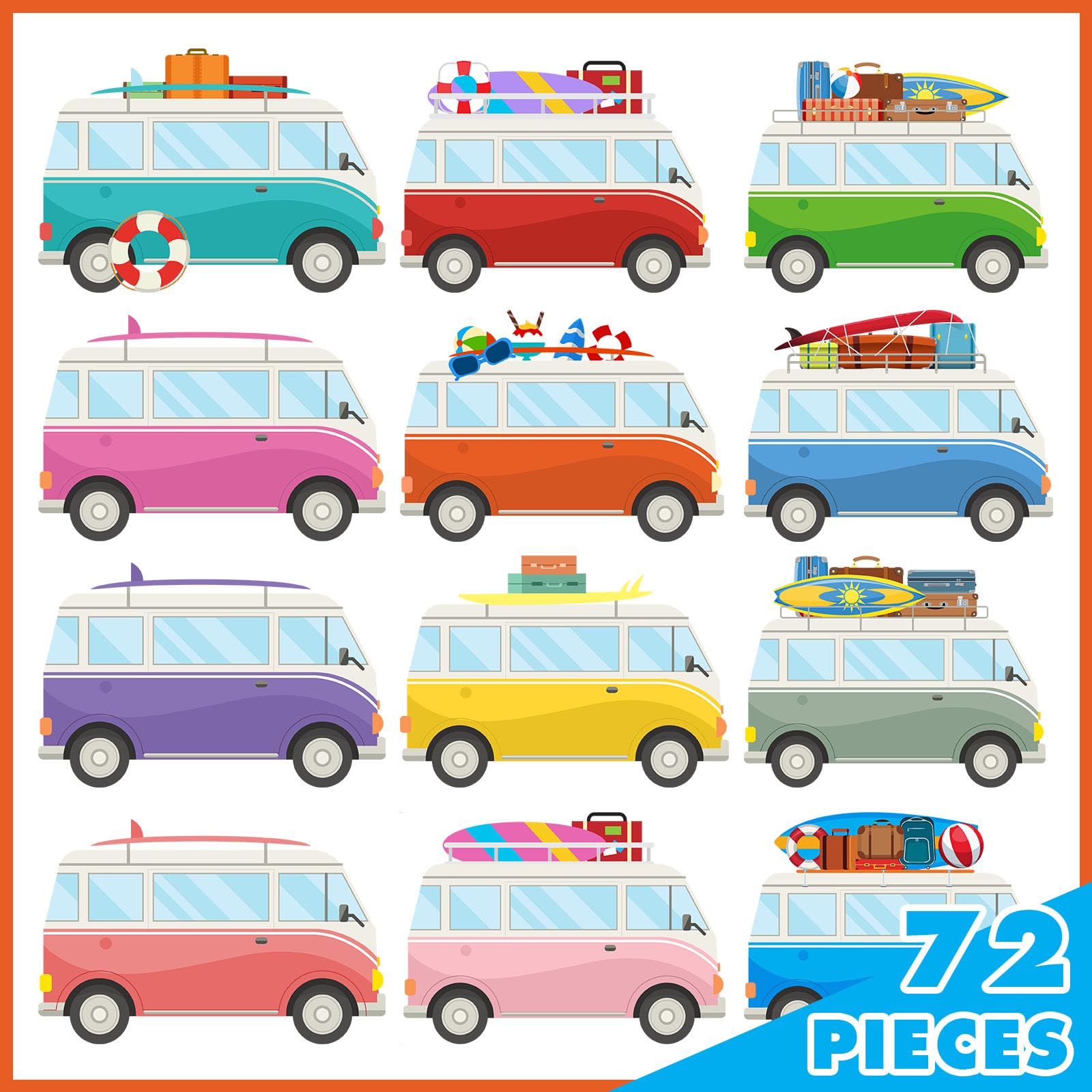 Buy Faccito 72 Pcs Car Bulletin Board Cutouts Decoration Colorful Car ...