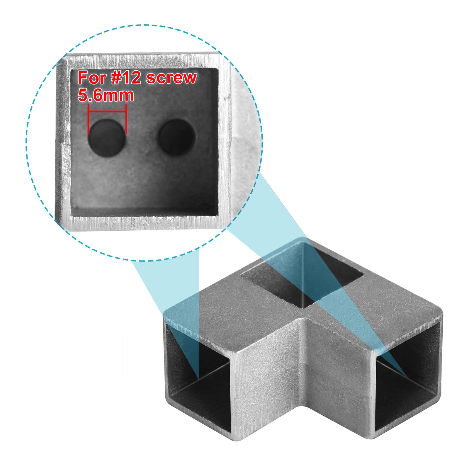 Snapklik.com : 20 Pack 1" Aluminum Square Tube Connector, 3 Way L Shape ...