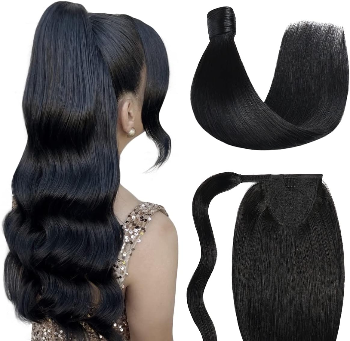 Amazon.com : SUYYA Ponytail Extension Human Hair Wrap Around Clip in Hair Piece Ponytail Human ...