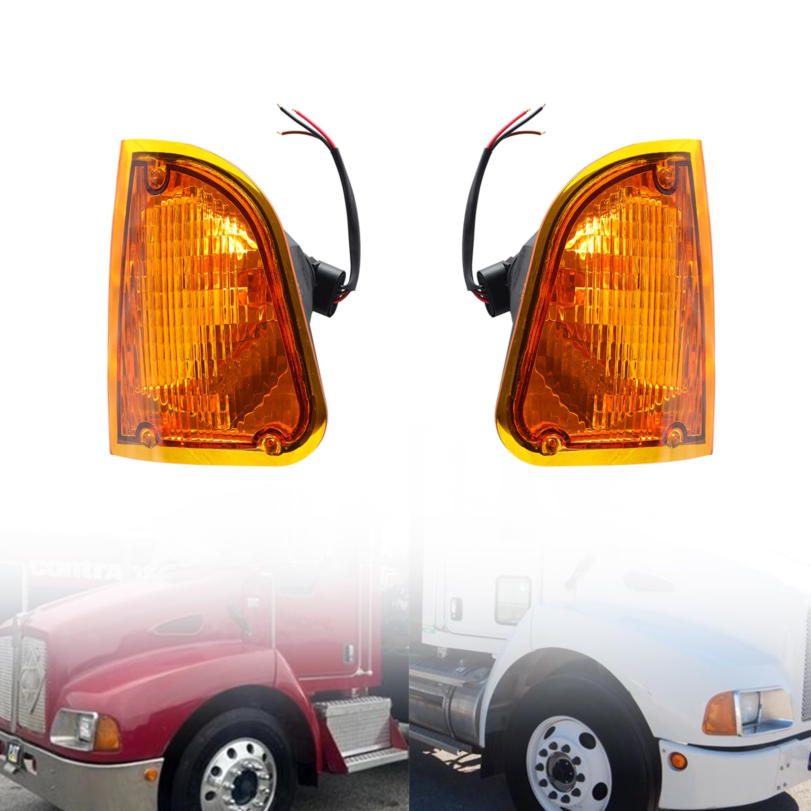 LAFORMO Pair(2) Amber Turn Signal Lights Compatible With 1986-2008 KW ...