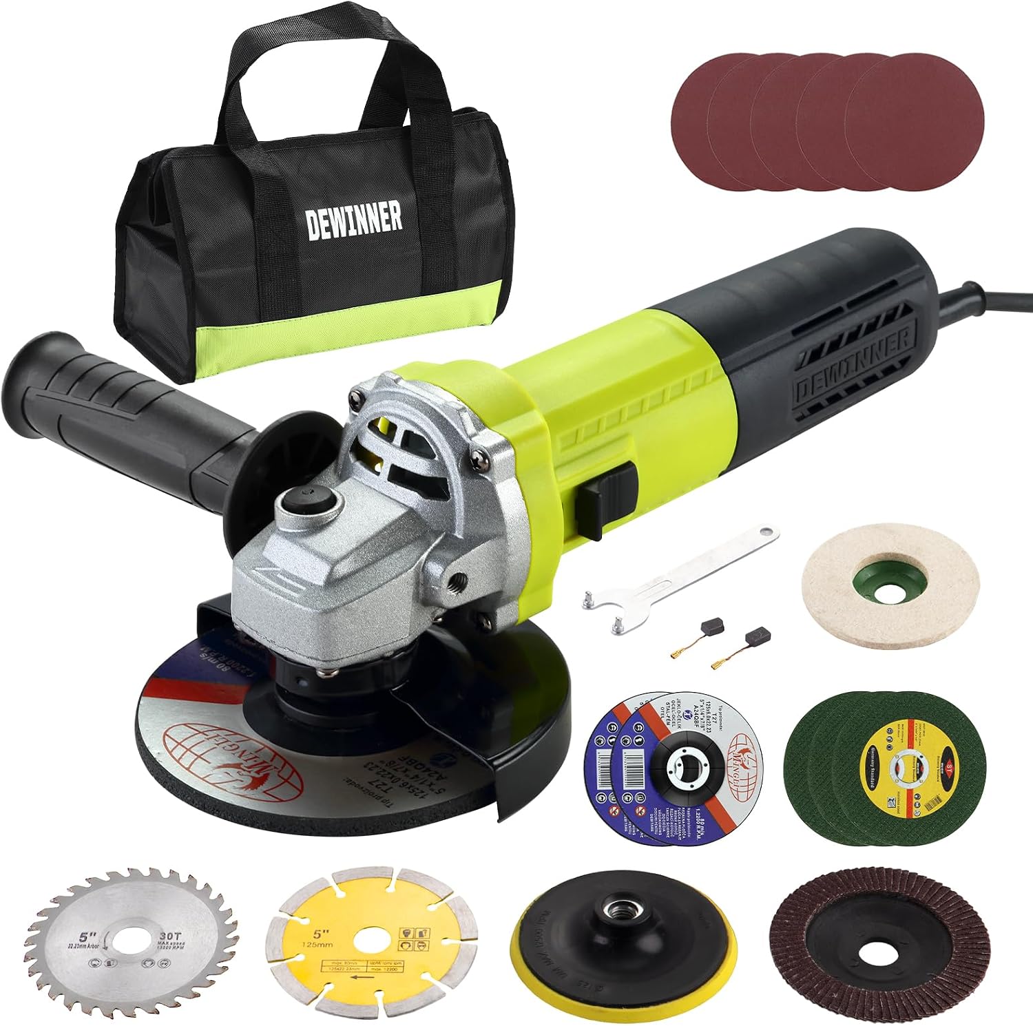 DEWINNER Angle Grinder Power Tool 1000W 2000-12000 RPM with 20 ...