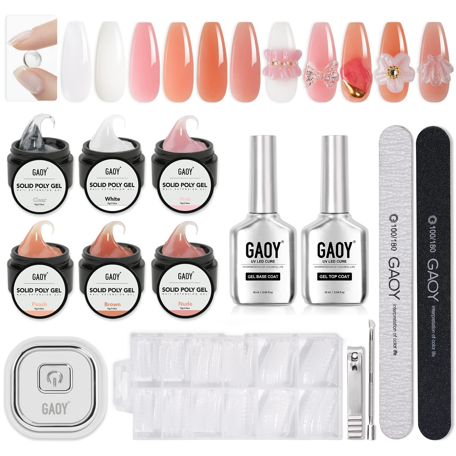 Amazon.com : GAOY Solid Builder Gel Nail Kit with UV Light, Non-Sticky ...