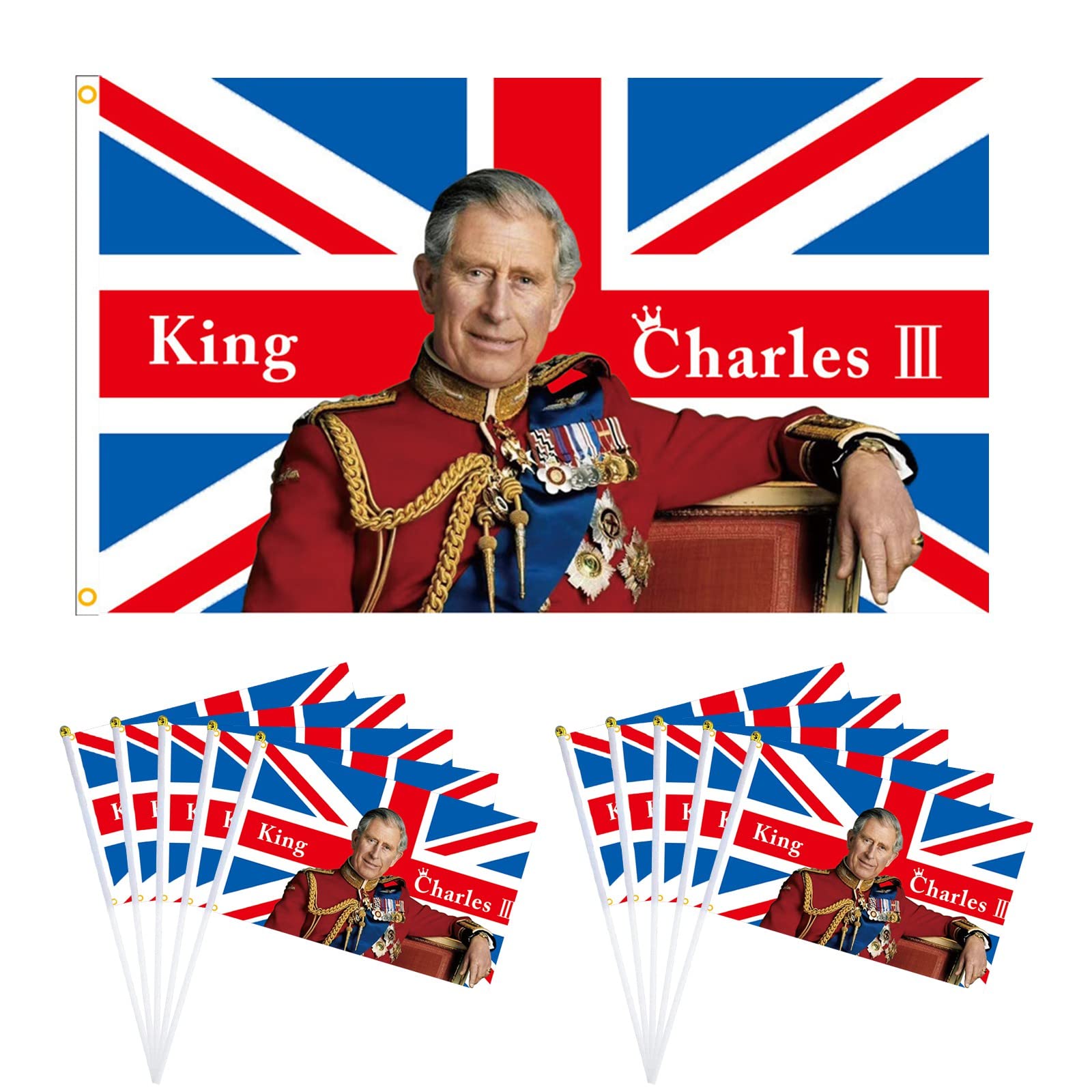 5ft x 3ft (150cm x 91cm) King Charles III Union Jack Coronation ...
