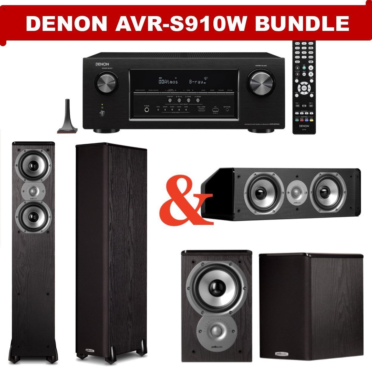 Denon AVR-S910W 7.2 Channel Full 4K Ultra HD A/V Receiver + A Polk ...