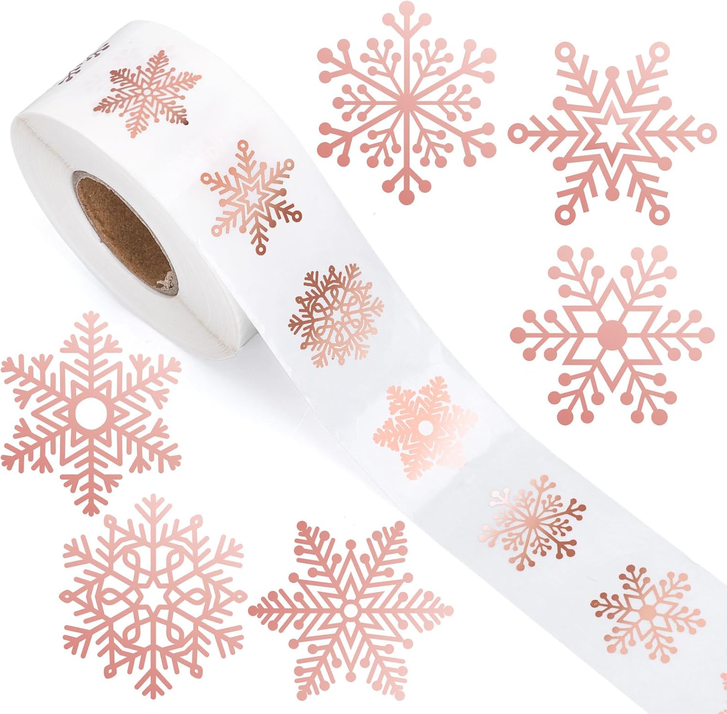 Amazon.com: 1000Pcs Clear Christmas Stickers Roll Rose Gold Foil ...