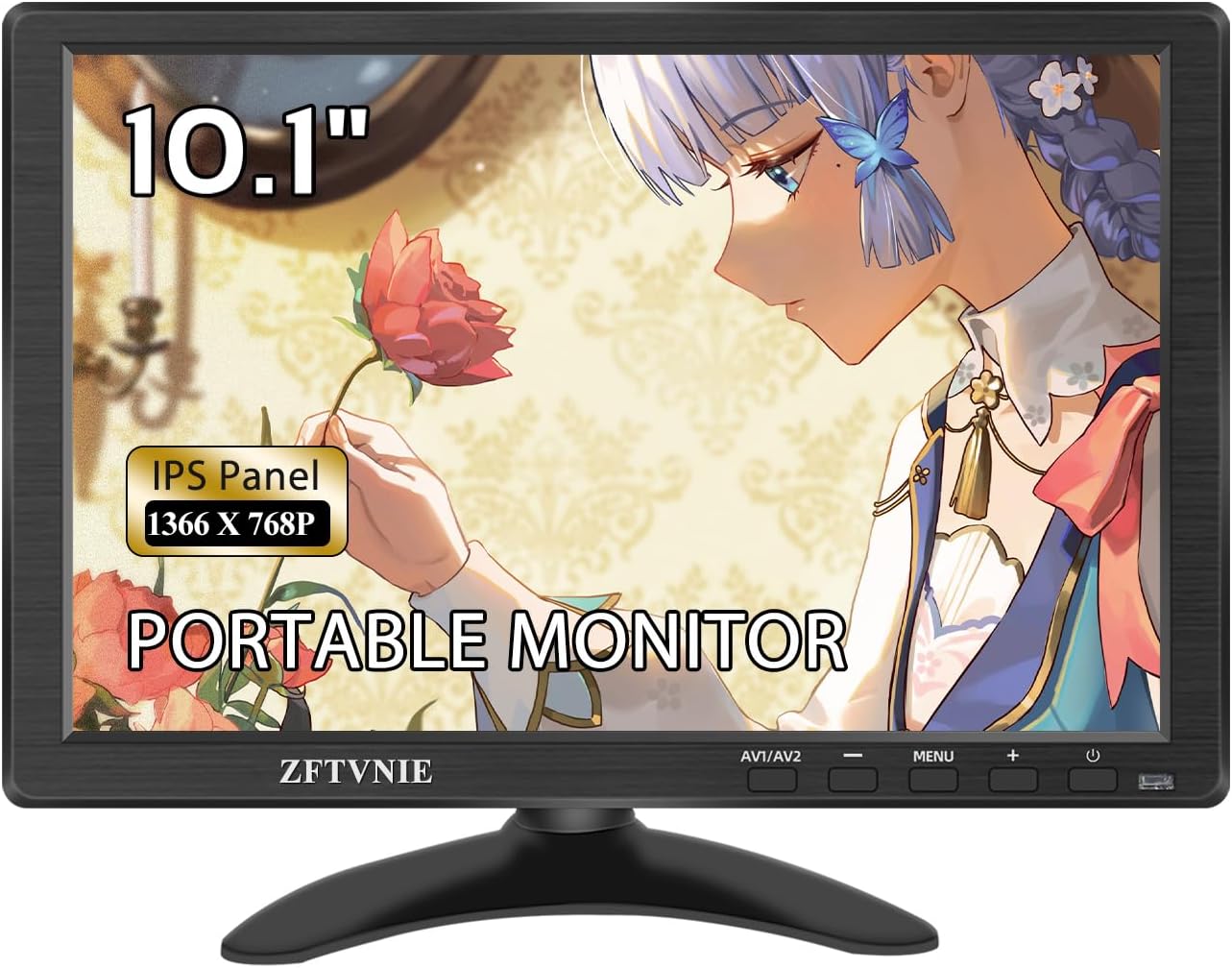 ZFTVNIE 10,1 Zoll Kleiner HDMI-Monitor 1366 x 768P Mini-Monitor mit VGA ...