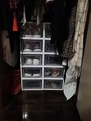 SEE SPRING Large 12 Pack Shoe Storage Box, Clear Plastic Stackable Shoe ...