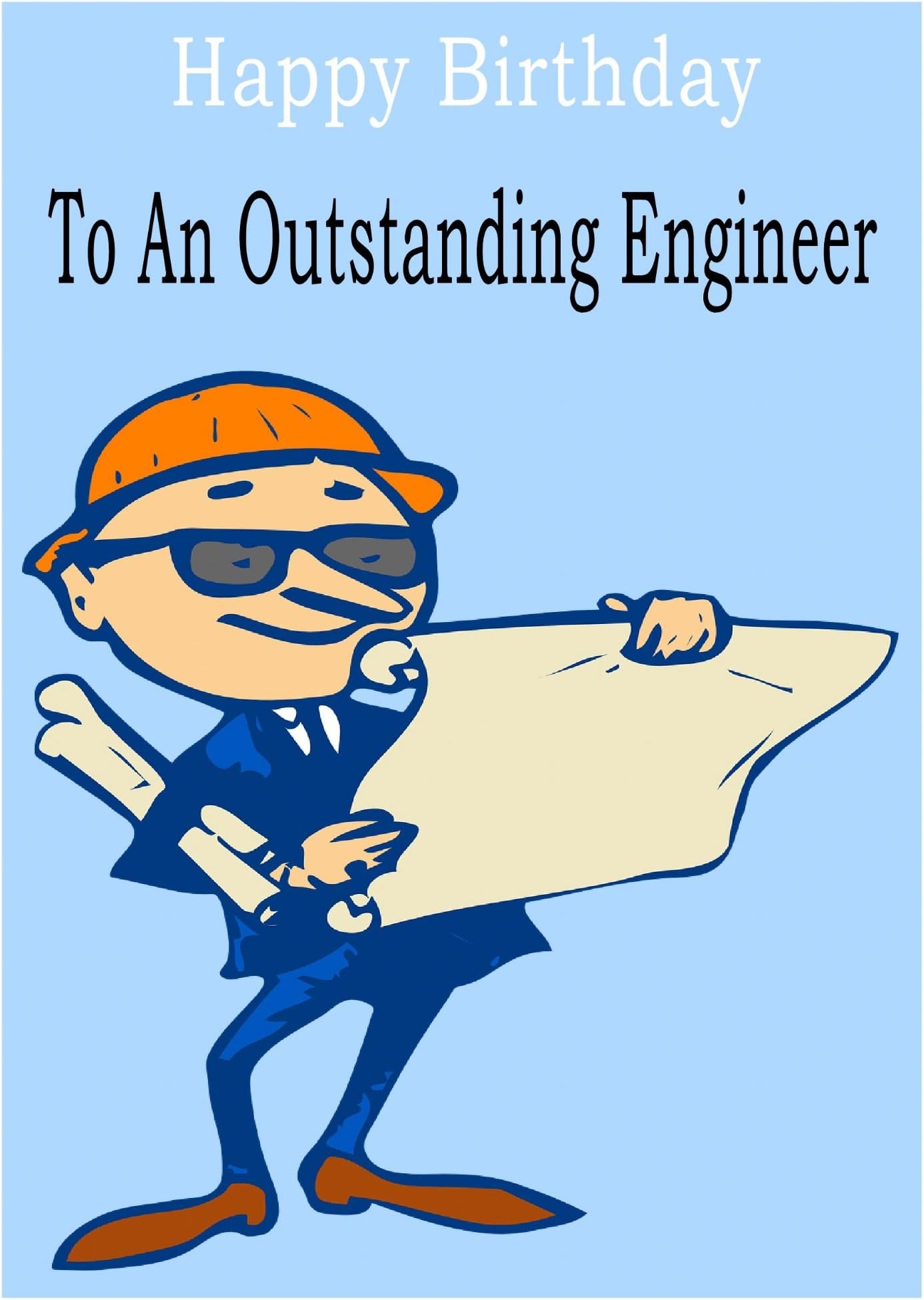 Engineer birthday card, Outstanding Engineer birthday card, Size 8 x 5. ...