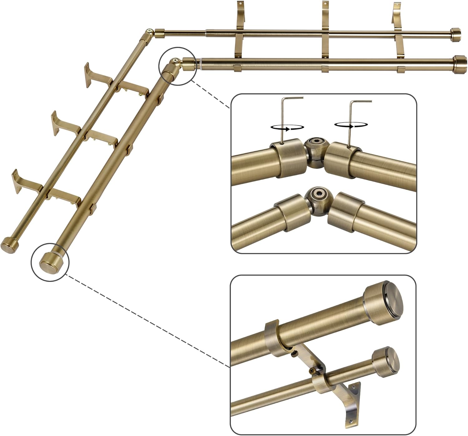 Amazon.com: Mayrhyme Antique Bronze Double Corner Window Curtain Rods ...