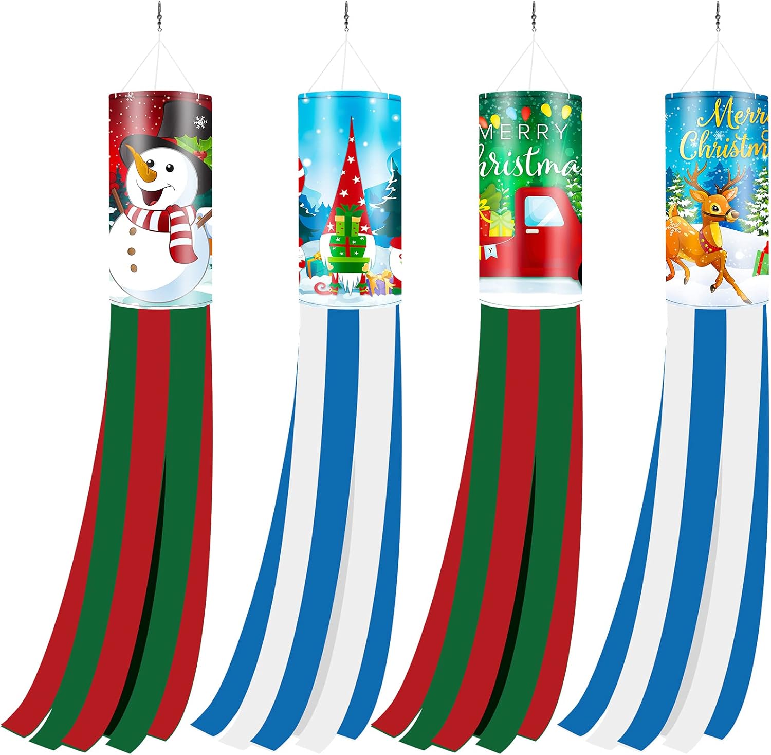 Amazon.com : Tiamon 4 Pieces Winter Windsock Snowman Wind Sock Outdoor ...