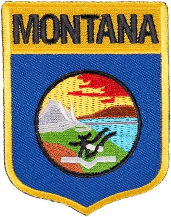Amazon.com: Montana State Flag Shield Patch, United States of America ...