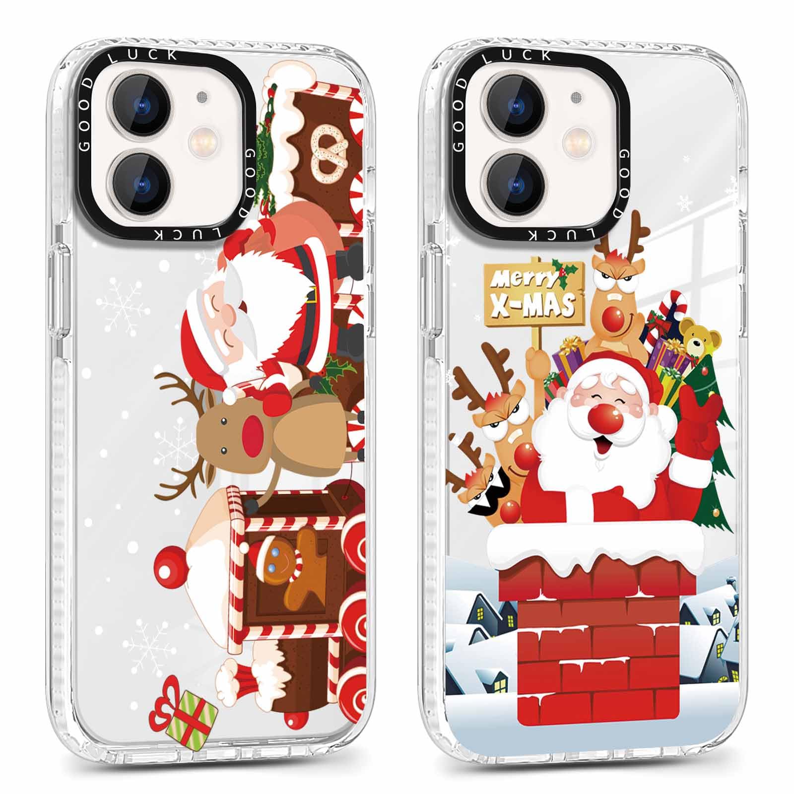 Amazon.com: Yomjew 2 Pack Merry Christmas Clear Phone Case for iPhone ...