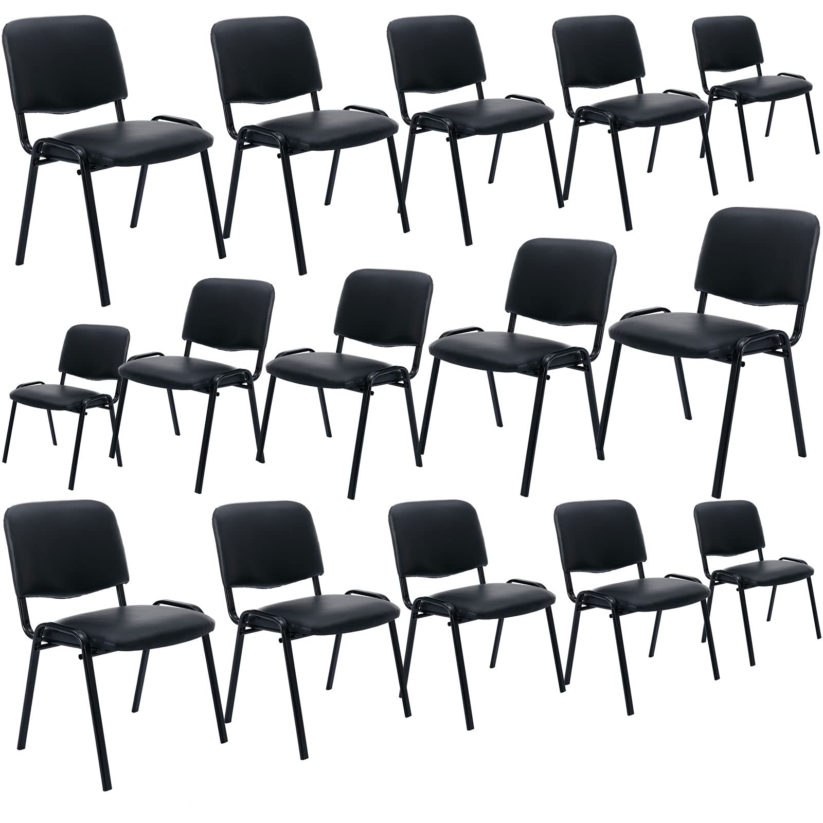 Amazon.com: DM Furniture Black Stackable Office Chairs no Arms Set of ...