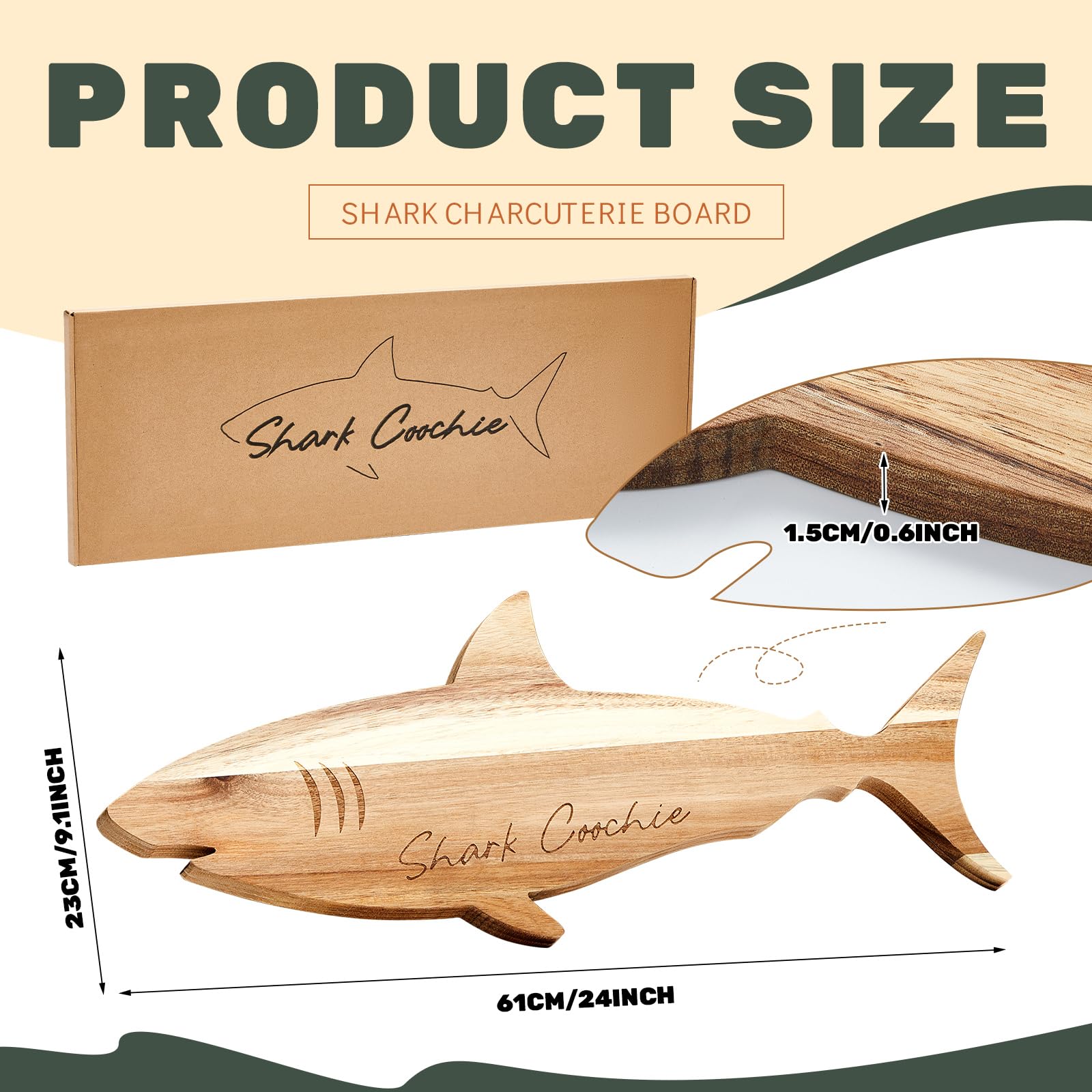 Maxcheck Shark Charcuterie Board for Cutting Serving Cheese Meat ...