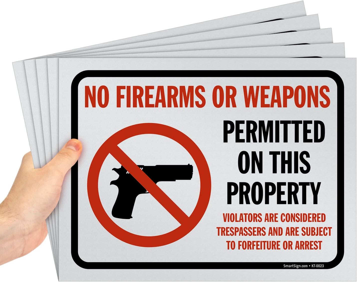 Amazon.com: SmartSign (Pack of 5) 9 x 12 inch “No Firearms Or Weapons ...