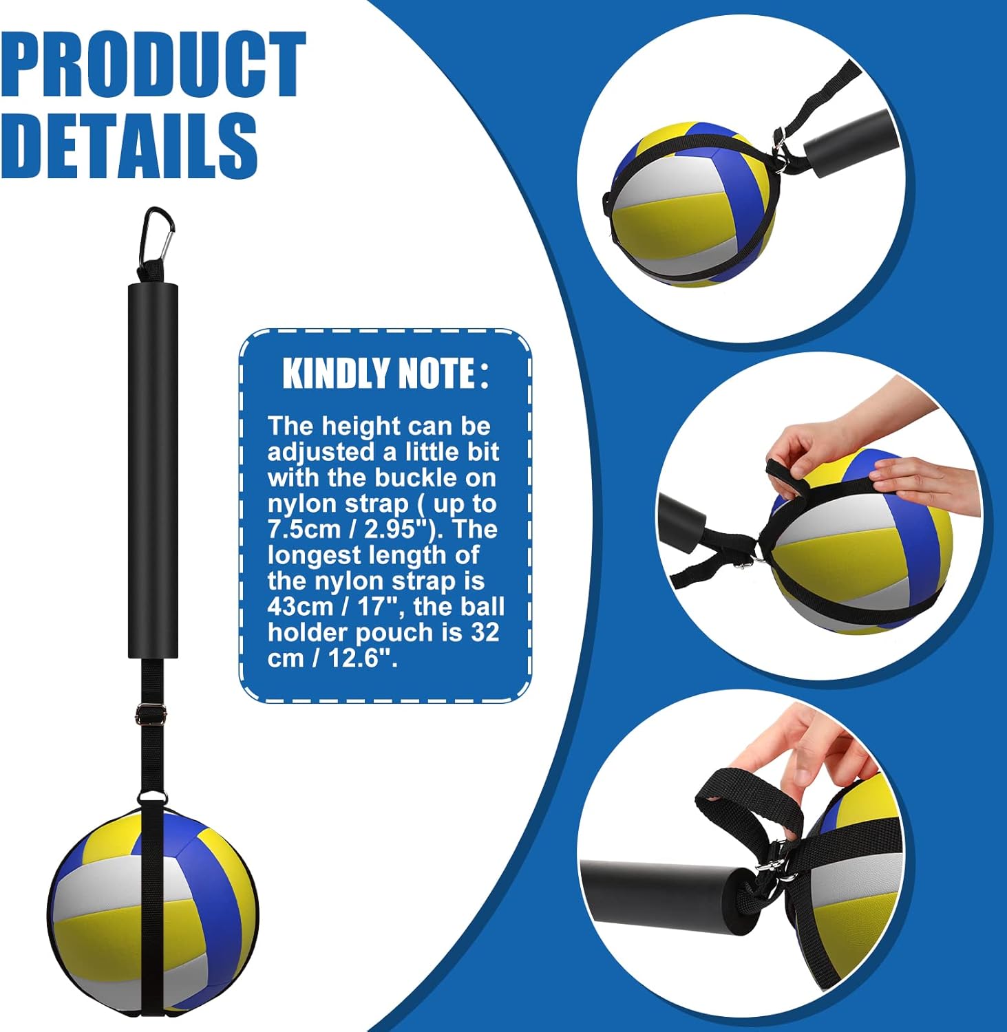 5 piezas de equipo de entrenamiento de voleibol, kit de entrenamiento de voleibol, mangas de ...