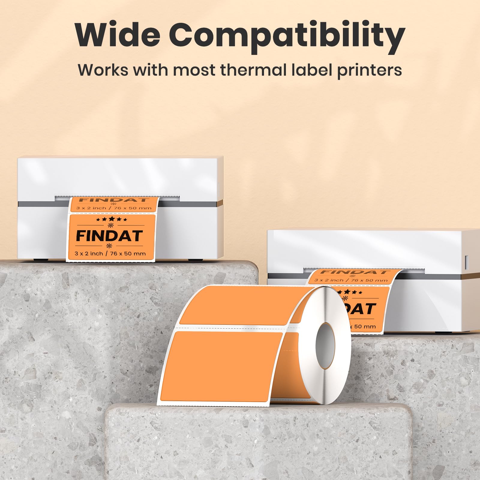 Snapklik.com : 23 Inch Vinyl Thermal Labels Orange Rectangle Waterproof ...