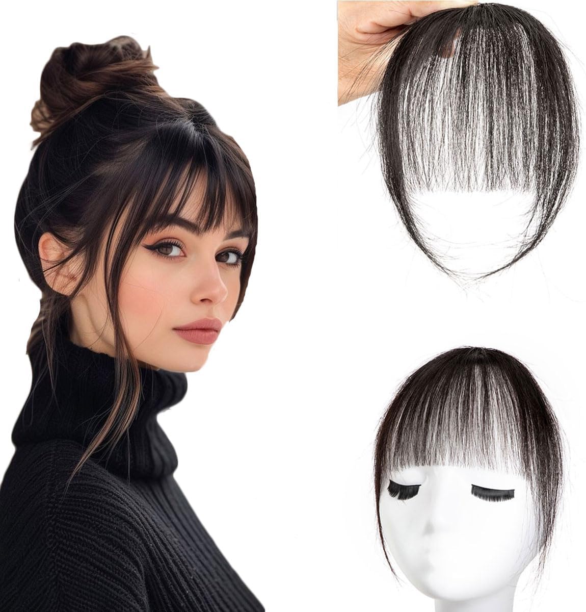 Amazon.com : Bangs Hair Clip in Bangs 100% Real Human Hair Extensions ...