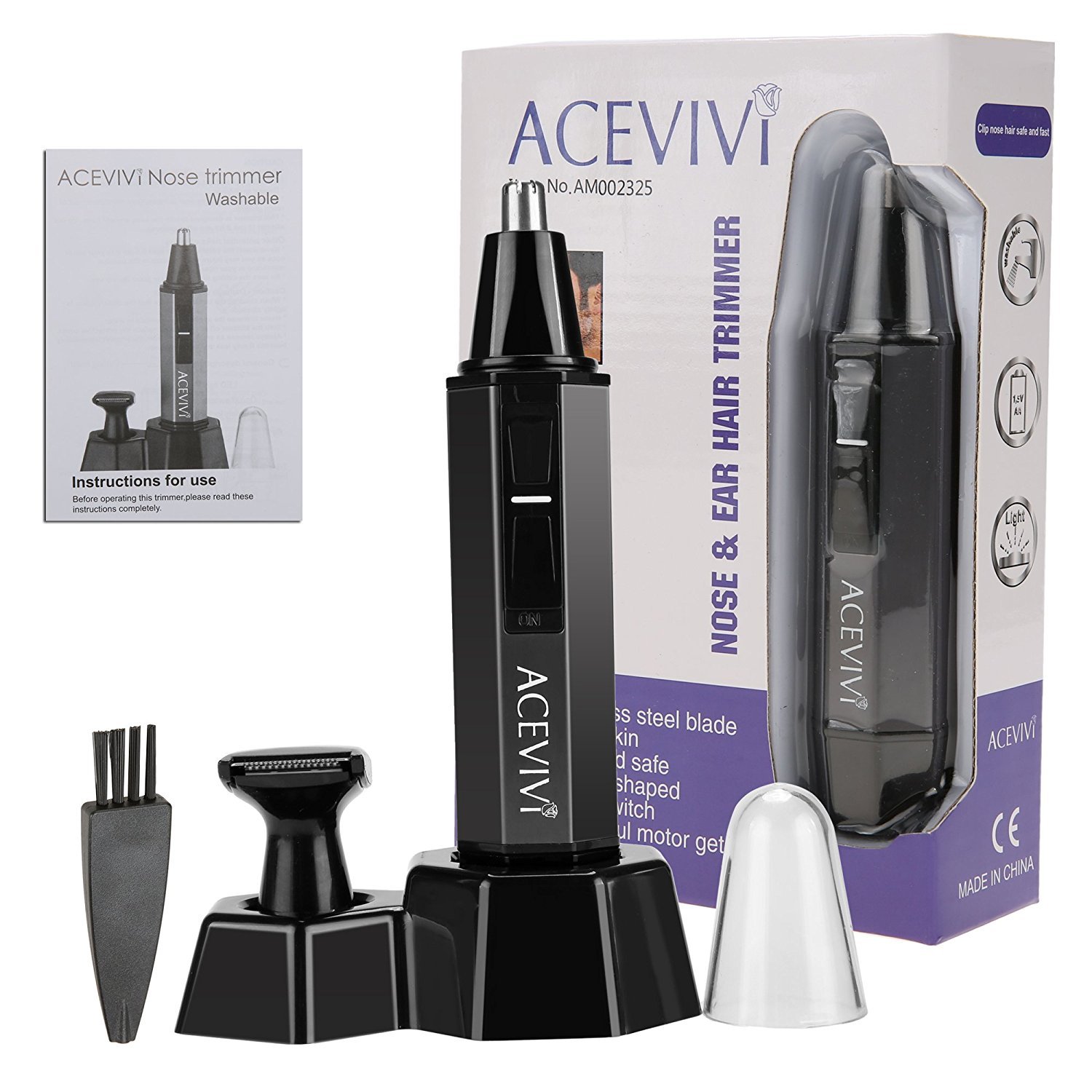 Buy ACEVIVI Nose Ear and Facial Hair Trimmer Waterproof Stainless Steel ...