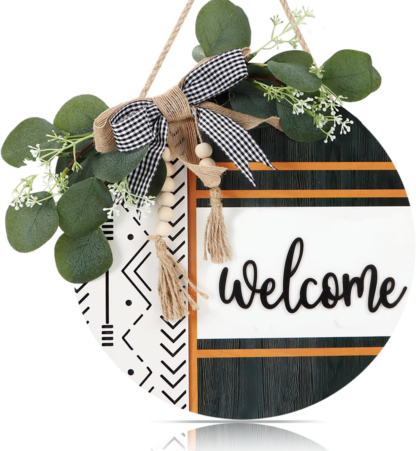 Amazon.com: CHDITB Boho 3D Welcome Front Door Wreath Sign(12"x12 ...