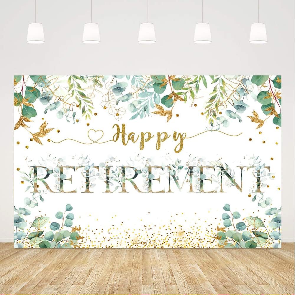 Amazon.com : Ticuenicoa 5x3ft Happy Retirement Backdrop - Green Leaves ...