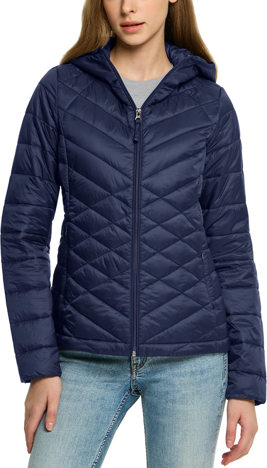Snapklik.com : TSLA Womens Lightweight Packable Accent Puffer Jacket