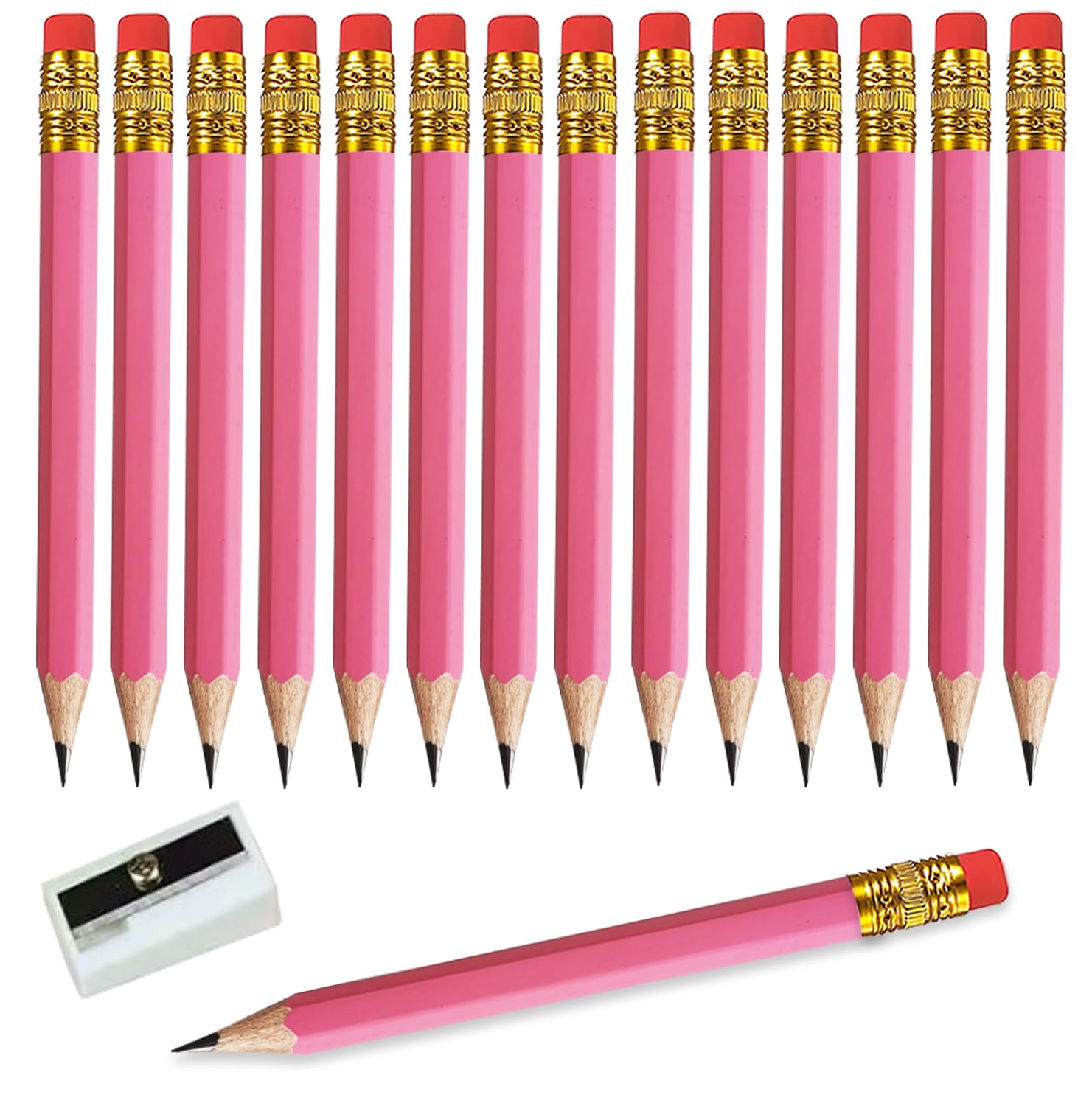 Amazon.com : Adhere 25pcs Golf Pencils with eraser Hexagon Wooden ...