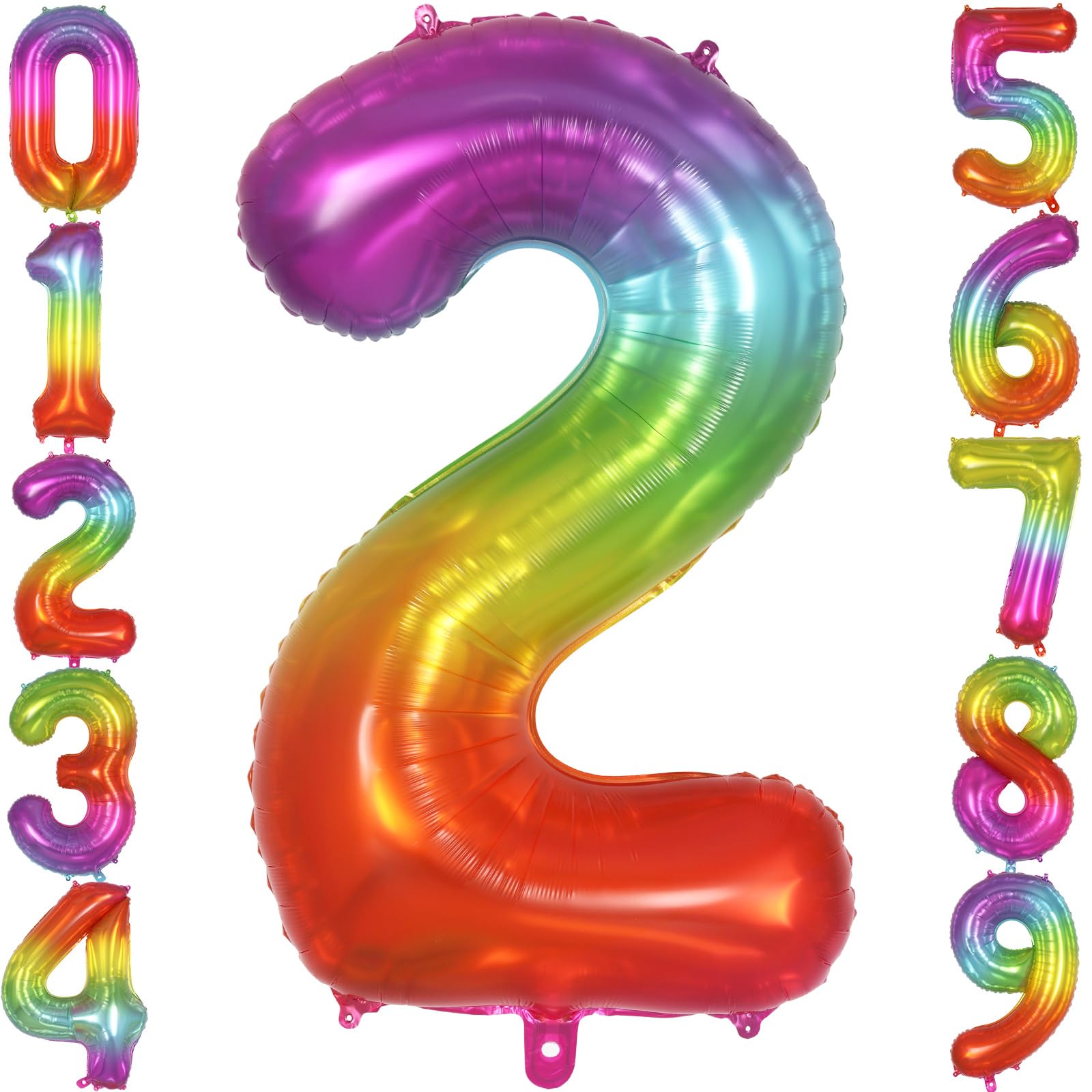 Amazon.com: Rainbow Number 2 Balloon 40 Inch, Big Large Foil Number ...