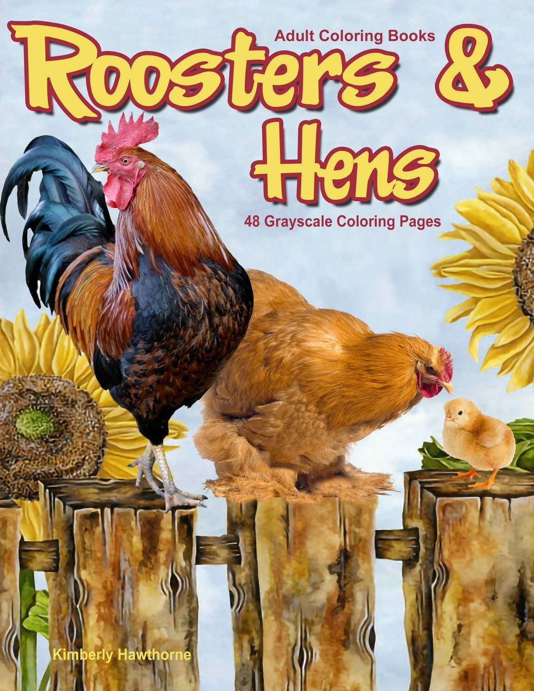 Buy Adult Coloring Books Roosters & Hens: 48 grayscale Coloring Pages ...