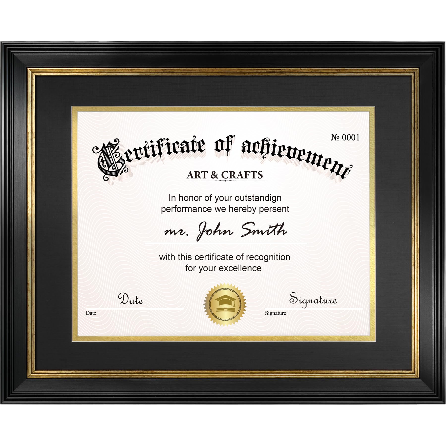 Amazon.com - Yaetm Black 11x14 Diploma Frame with Mat for 8.5x11 ...