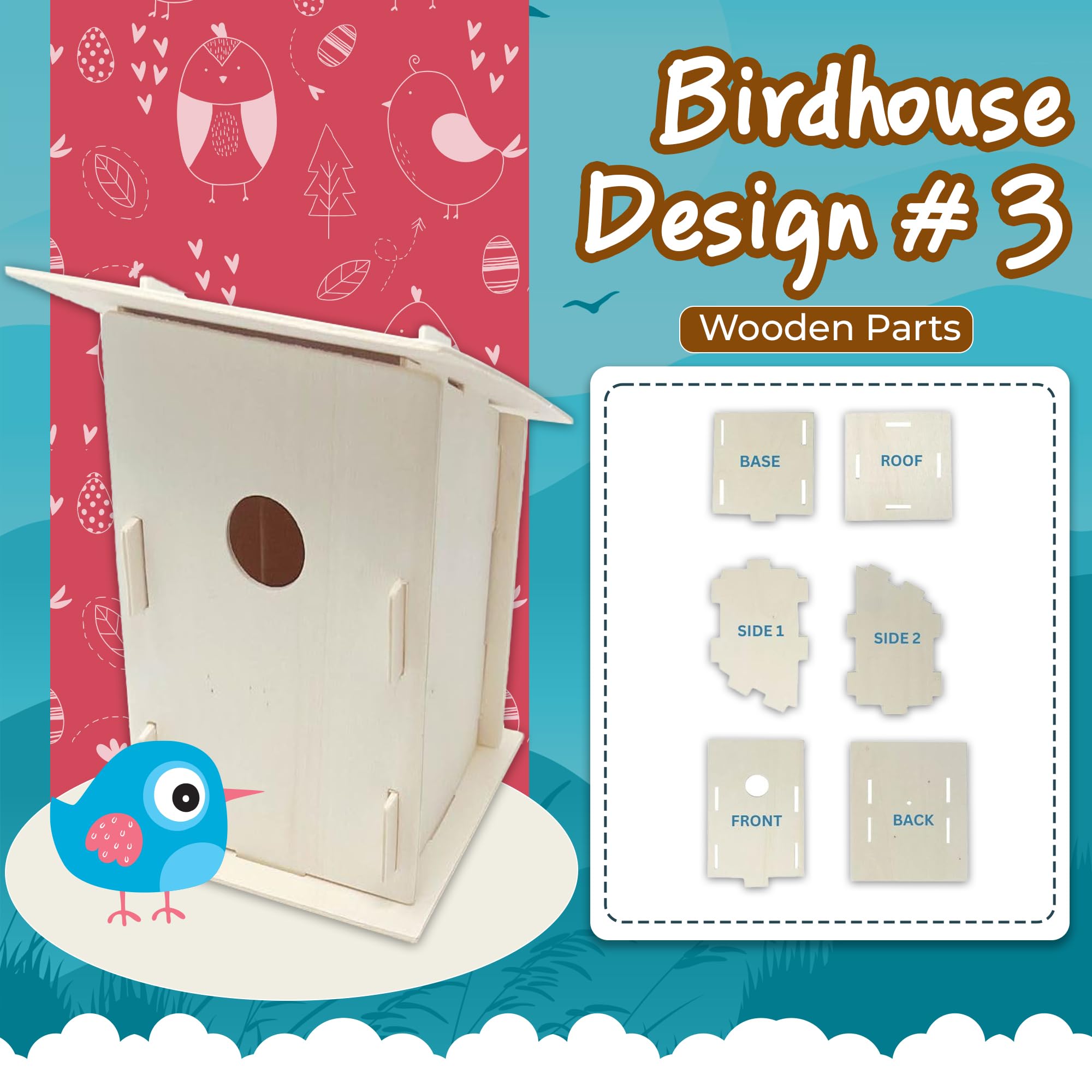 Snapklik.com : Podzly Kids Wooden Birdhouse Craft Kit - 12 DIY Bird ...