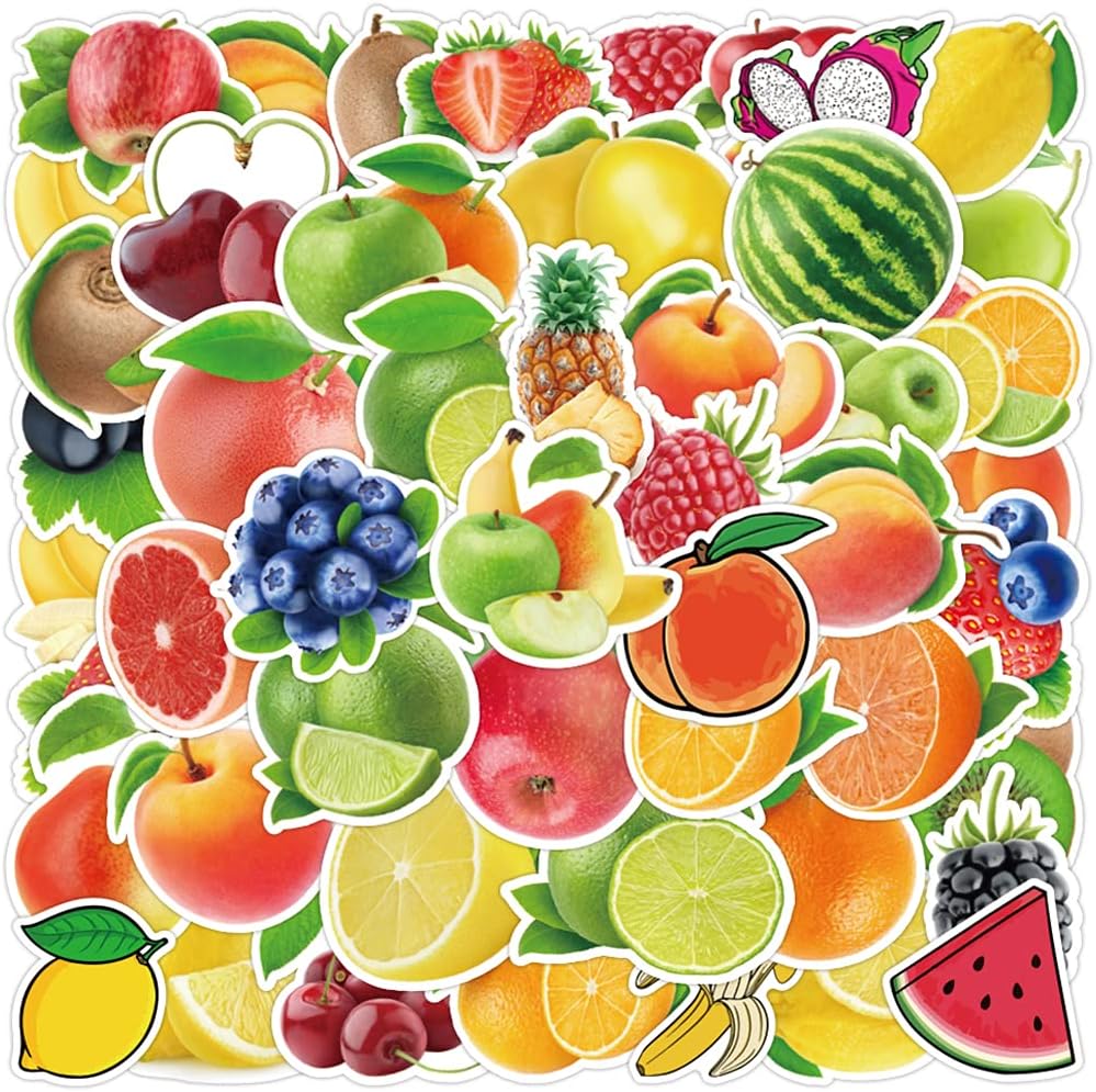 Amazon.com: Fruits Stickers|50 Pcs Fruits Waterproof Vinyl Decals for ...