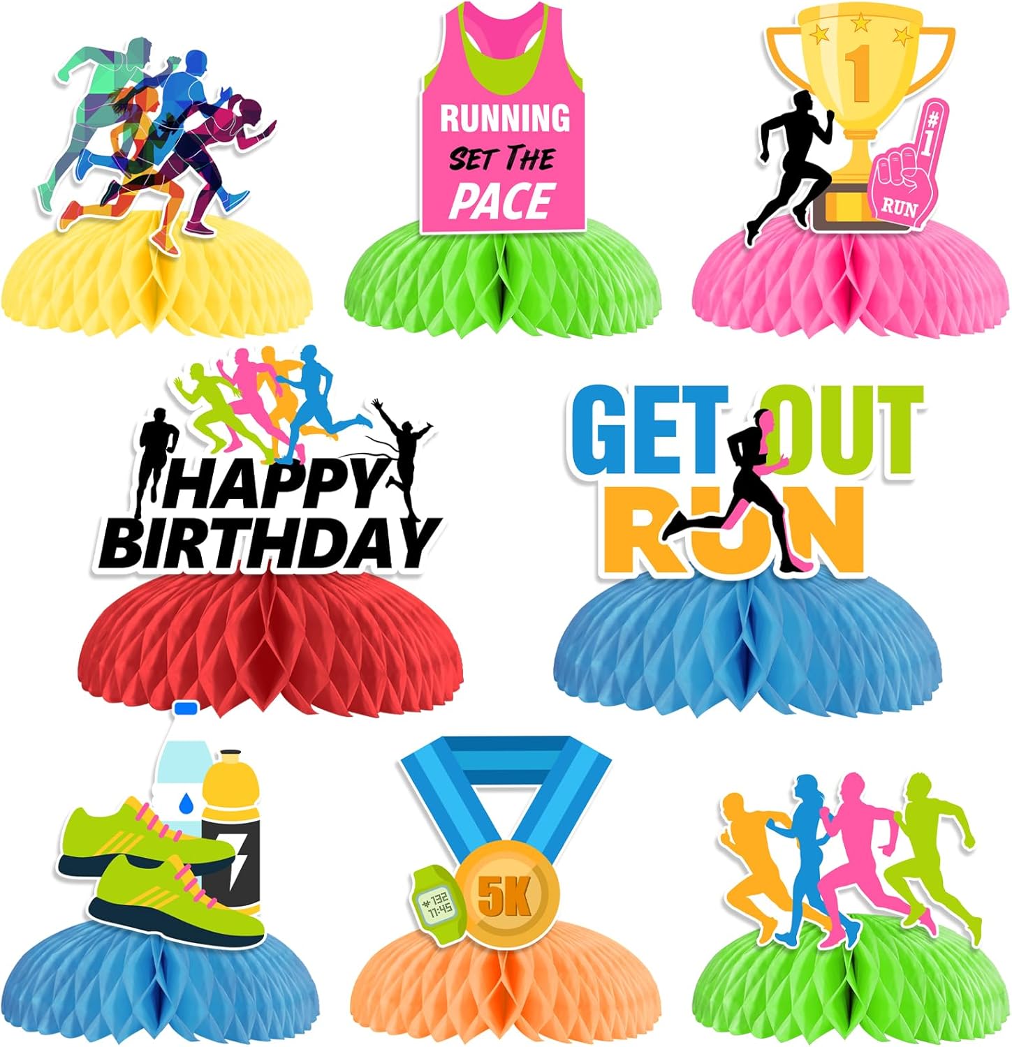 Amazon.com: Fangleland 8 Pieces Running Honeycomb Centerpieces for ...