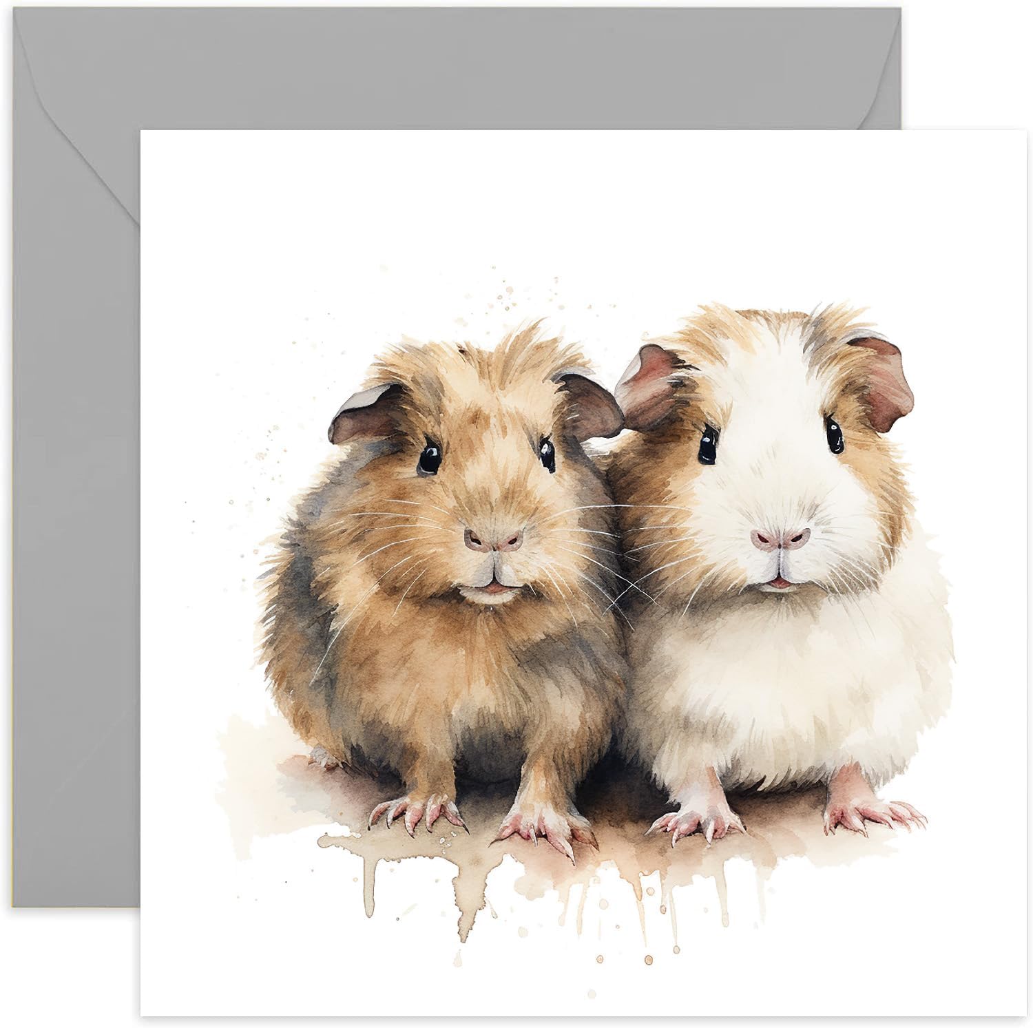 Old English Co. Watercolour Guinea Pig Couple Card - Cute Guinea Pig ...