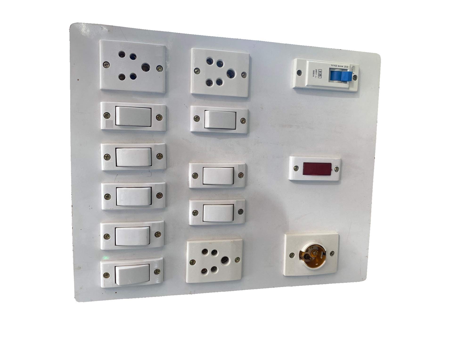 Buy Wooden Electrical Board 6A (8 Switches,3 Sockets,1 Indicator,1 Bulb ...